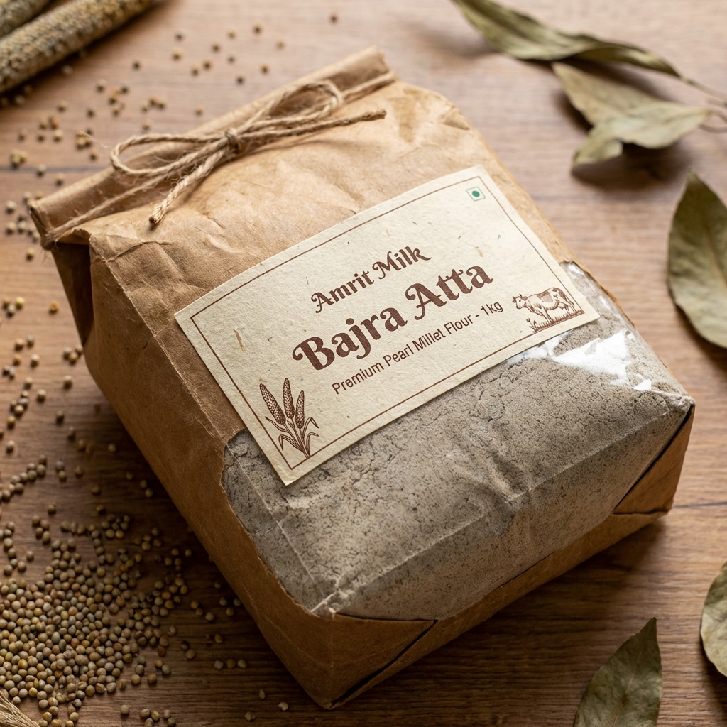Amrit Organic Bajra Flour - 1 kg | Amrit Milk Organic | Amrit Milk Organic